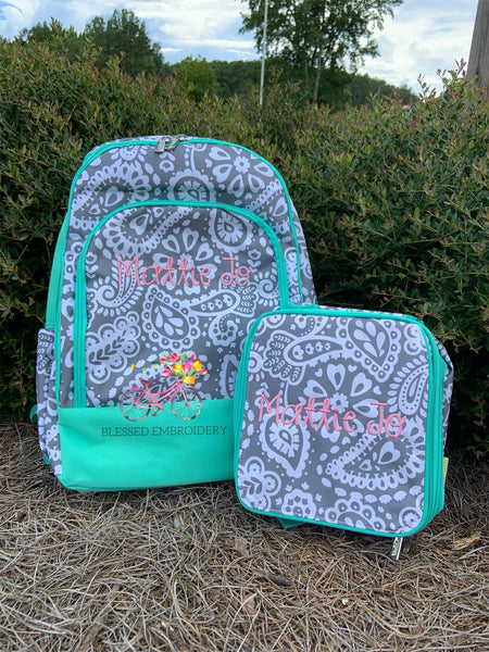 Girls Monogrammed Backpack, Girls Monogrammed Paisley Backpack ...